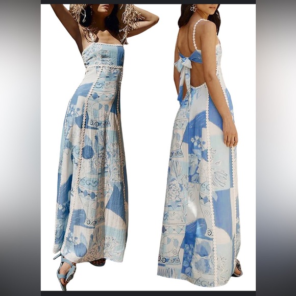 Amazon | Skirts | Amazon Blue And White Maxi Skirt | Poshmark
